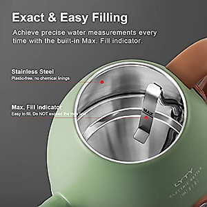 Electric Kettle with Thermometer Stainless Steel 1.5L 1000W Gooseneck Pour Over Coffee Tea Kettle, Hot Water Boiler Heater with Water Temperature Display Quick Heating Boiling Water 110V US Plug Green