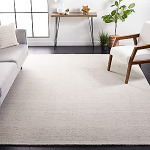 SAFAVIEH Abstract Collection Area Rug - 8' x 10', Ivory & Beige, Handmade Wool, Ideal for High Traffic Areas in Living Room, Bedroom (ABT468E)