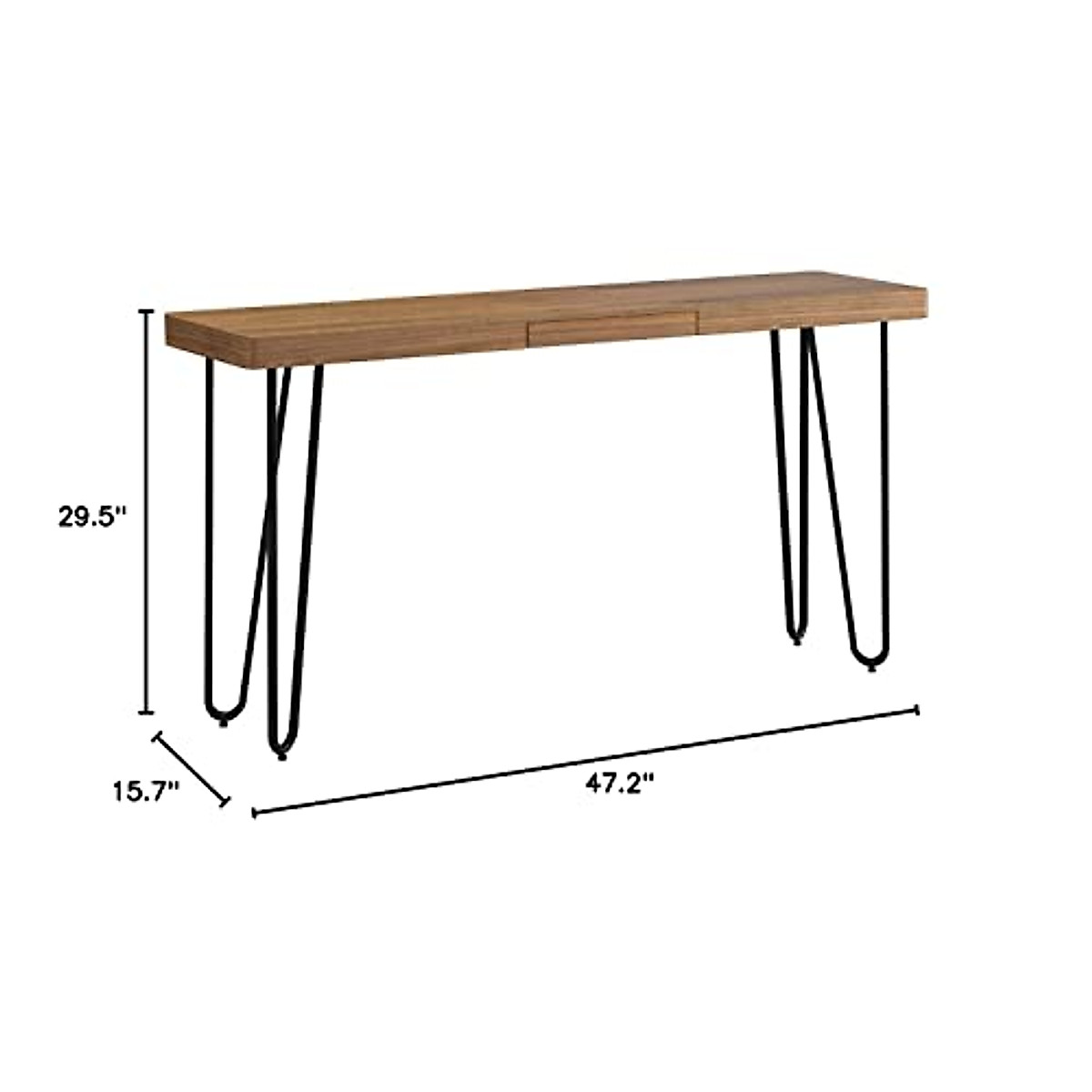 Amazon Brand – Rivet Hairpin Wood and Metal Tall 29.5" Console Bar Table, Walnut and Black