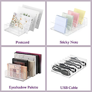 Lolalet [2 Pack] Clear Acrylic Makeup Palettes Organizer, Divided Sections Stand Rack For Eyeshadows Contours Bronzers Blush Face Powder, Cosmetics Display Storage Holder – 14 Slots