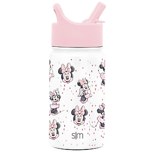 Simple Modern Disney Minnie Mouse Kids Water Bottle with Straw Lid | Reusable Insulated Stainless Steel Cup for School | Summit Collection | 14oz, Minnie Mouse Sprinkle