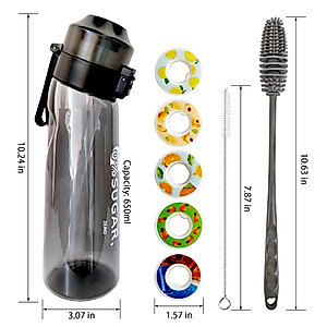ECENUR Air Water Bottle With 5 Flavor Pods, Sports Air Water Bottle BPA Free,750ML Straw Drinking Bottles,Scent Water Cup For Gym Outdoor Gift (Black+5 pod)