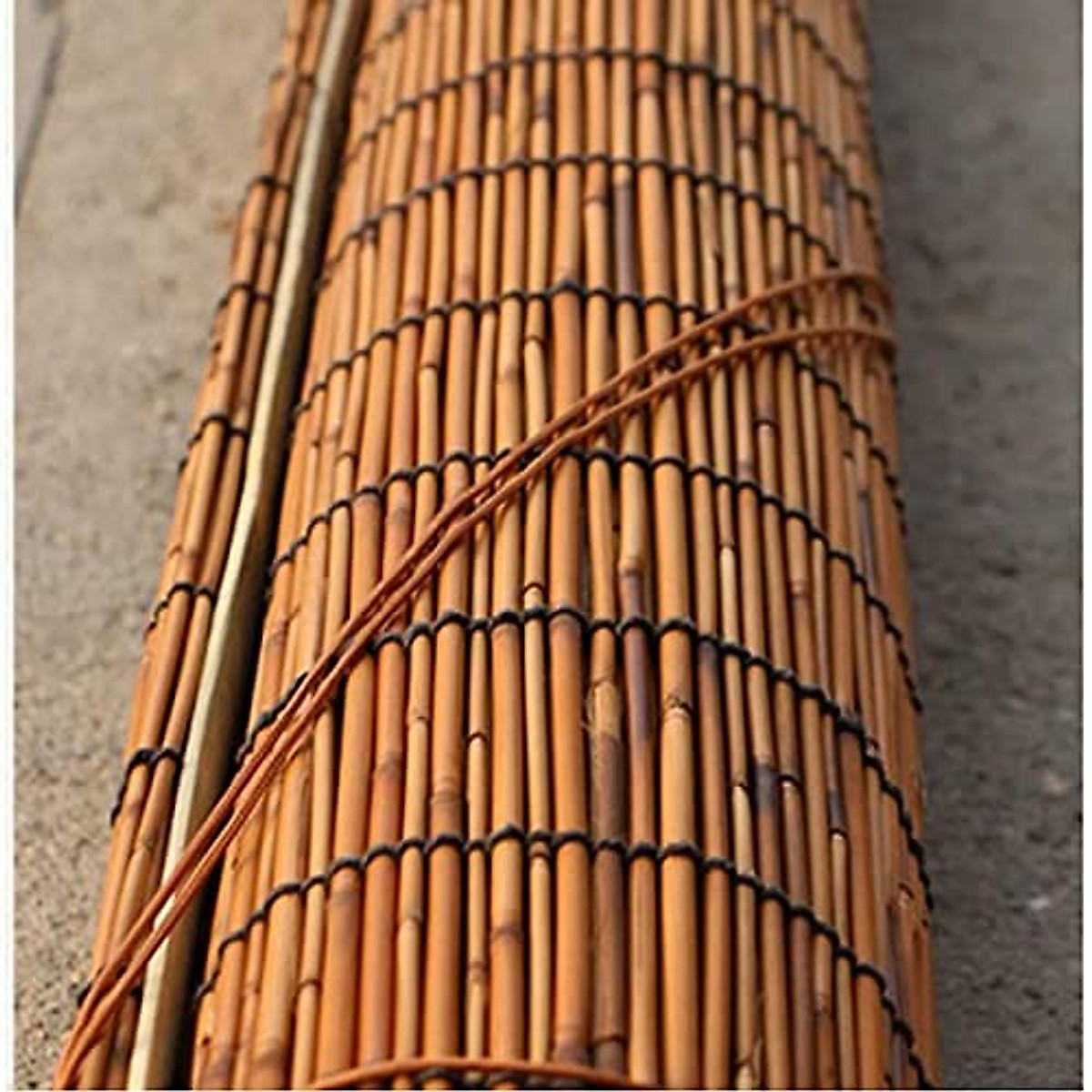 80% Brown Bamboo Blinds, Cordless Outdoor Roll Up Shade 73" 83" 63" 55" 45" 35" 27" 39" Reed Patio Roller Shades for Outside Sun Protection, for Balcony Deck Privacy Screen