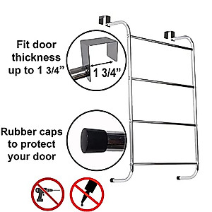 Over the Door Towel Organizer 4 Bars Metal/Chrome