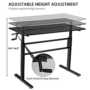 Tangkula Crank Adjustable Height Standing Desk, Manual Sit Stand Desk, Hand Crank Stand Up Desk Workstation for Home Office (Black)