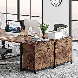 Tribesigns 2-Drawer File Cabinet, Wood Lateral Filing Cabinet, Home Office File Cabinet for A4, Letter Size, Rustic Brown