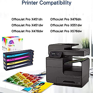 Aoou Remanufactured Ink Cartridge Replacement for HP 970XL 971XL 970 XL 971 XL to use with Officejet Pro X476dw X576dw X476dn X451dw X551dw X451dn Printer (Black Cyan Magenta Yellow, 4-Pack)