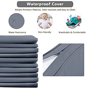 Moccha Patio Furniture Sets, Sectional Sofa Set, includes Lounge Chaise, Loveseat & Coffee Table, All Weather Rattan Wicker Couch w/Washable Seat Cushions, Patio Garden Lawn Backyard Furniture (Grey)