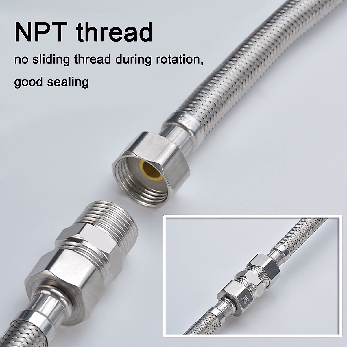 4PCS Hex Nipple 1/2" Male x 1/2" Male Pipe Fittings, 304 Stainless Steel 1/2 inch NPT Male Threaded Pipe Adapter Fittings Equal Nipples Connectors, Male Straight Connector Pipe Fitting