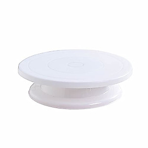 11 Inch Rotating Cake Turntable Stand, Revolving Turn Table Top for Cake Decorating, Rotary Round Cake Stand for Pastries Cookies Cupcakes Decorating Display Tool (White)