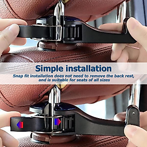 AICEL 2PCS Car Headrest Phone Mount, Backseat Magnetic Phone Holder, Rear Car seat Headrest Storage Hook, Auto Hooks Hanger with Lock and Phone Bracket for Hanging Bag Grocery (Silver/Hold)