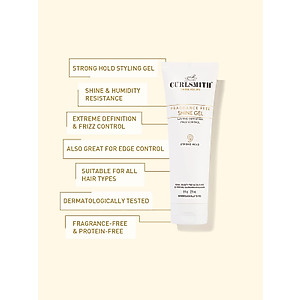 CURLSMITH - Shine Gel, Strong Hold Styling Hair Gel, Frizz Protection, Sensitive, Fragrance Free, for All Curl Types, Vegan (8 fl oz)