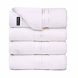 Italesse 4-Pack Hand Towels (13 x 29 inches) - 100% Cotton Hand Towels, Highly Absorbent, Odor-Free, Soft Towels for Bathrooms, Hotels, Kitchens and Spas (White)