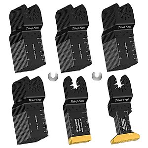 Trivd Frol 50PCS Oscillating Saw Blades, Professional Universal Titanium Multitool Blades for Wood Plastics Metal, Quick Release Multi Tool Blades Kits Fit Dewalt Ryobi Milwaukee Rockwell Fein