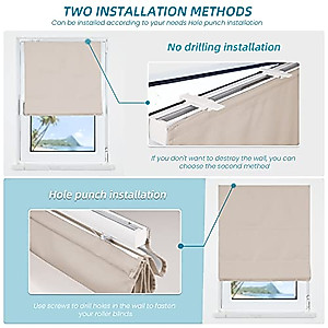 Matinss Cordless Roman Shades,23" x 64"Beige,Premium Blackout Roman Shades, Detachable,Energy Efficient, Heat Resistance Polyester Material, for Bedroom, Living Room