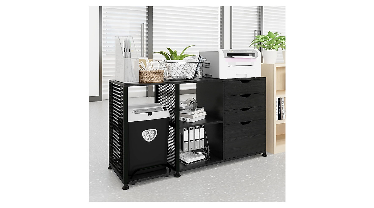 PUNCIA Office Lateral File Cabinet & Shredder Stand