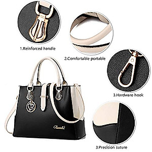 Purses and Handbags for Women Tote Shoulder Crossbody Bags with Long Strap Detachable Black Medium