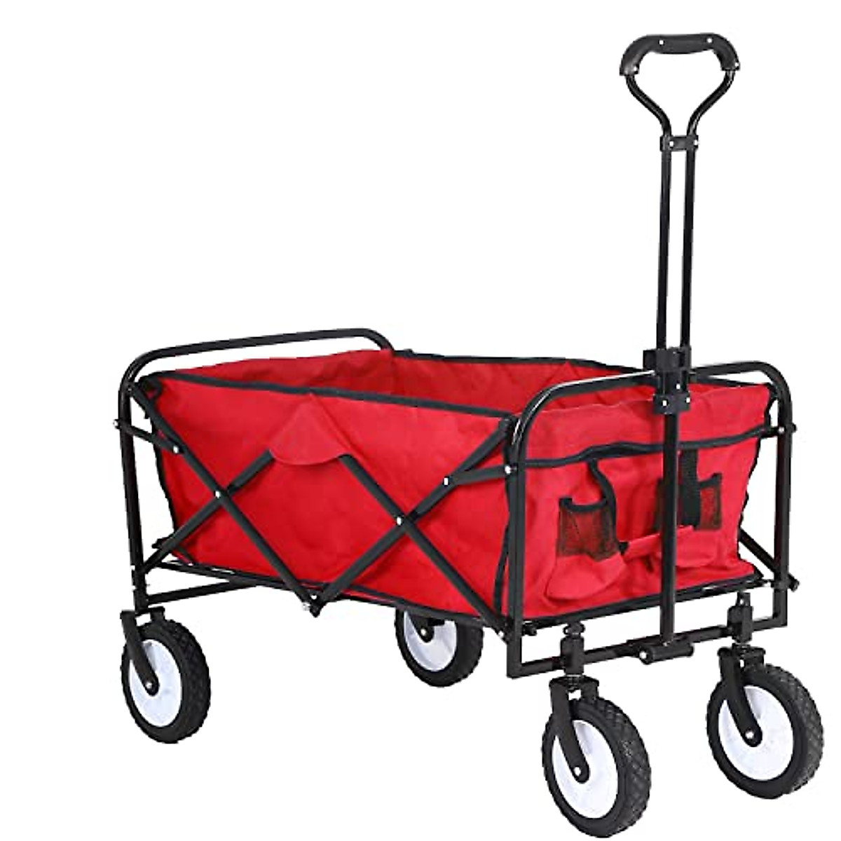 Dkelincs Folding Wagon, Red, Adjustable, Durable, Portable, Resistant, Utility Cart Wagon