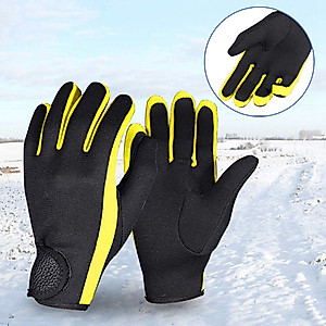 Diving Gloves Neoprene Wetsuits Five Finger Gloves Non Skid Flexible Thermal Material for Snorkeling Swimming Surfing Sailing Kayaking Diving (S Yellow)