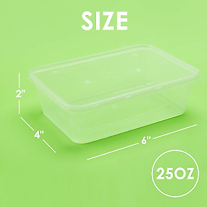 Glotoch 50 Pack, 25 OZ Single Compartment Plastic Food Storage Containers Set with Lids - Microwave, Freezer & Dishwasher Safe - Eco-Friendly, BPA-Free, Reusable & Stackable