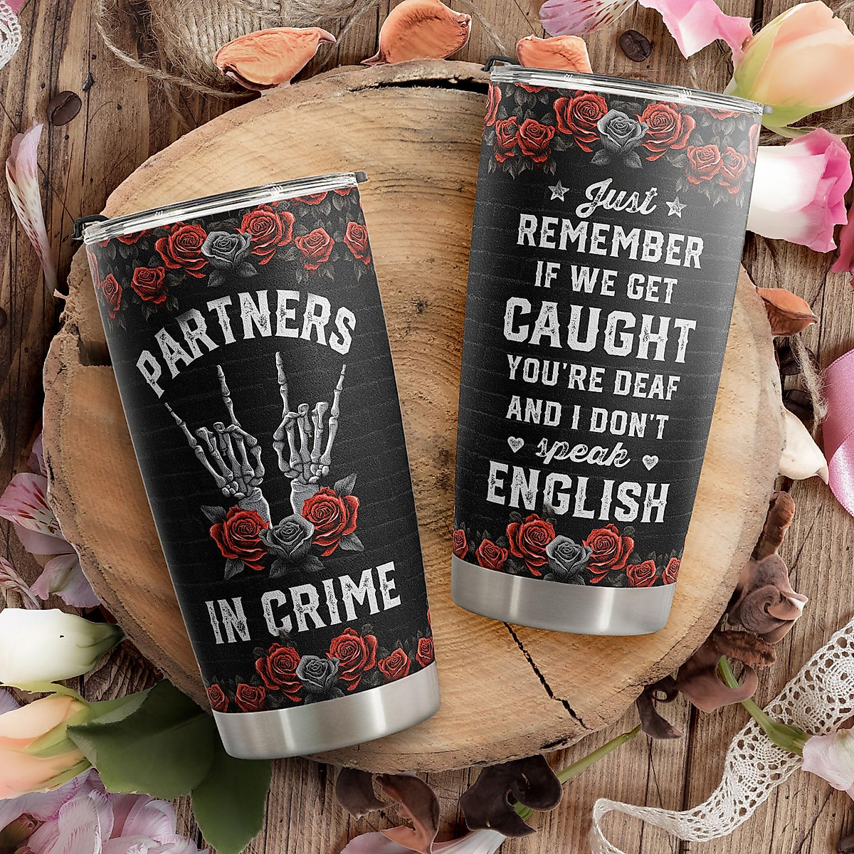 Macorner Best Friend Birthday Gifts Partner in Crime - Tumbler 20oz - Friendship Gifts for Women Friend, Men, Work Bestie, Soul Sister, BFF, Coworker - Funny Christmas Gift for Female Friend, Bestie