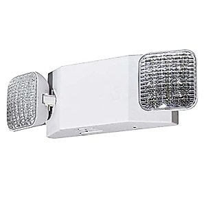 LED Emergency Light with Battery Backup, Two Adjustable LED Heads Emergency Lighting Fixture, Commercial Emergency Light, 120-277V AC, UL Listed (1-Pack)