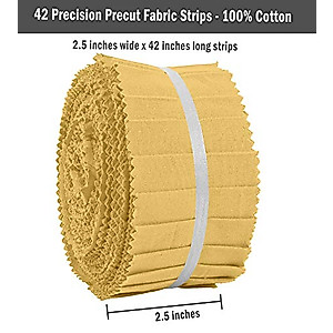 Soimoi 40Pcs Solid Goldenrod Precut Fabrics Strips Roll Up 2.5 Inches Cotton Jelly Rolls for Quilting