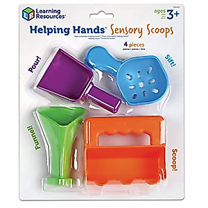 Learning Resources Helping Hands Sensory Scoops, 4 Pieces, Ages 3+, fine Motor Skills Toys for Children, Toddlers bin, Tool Set