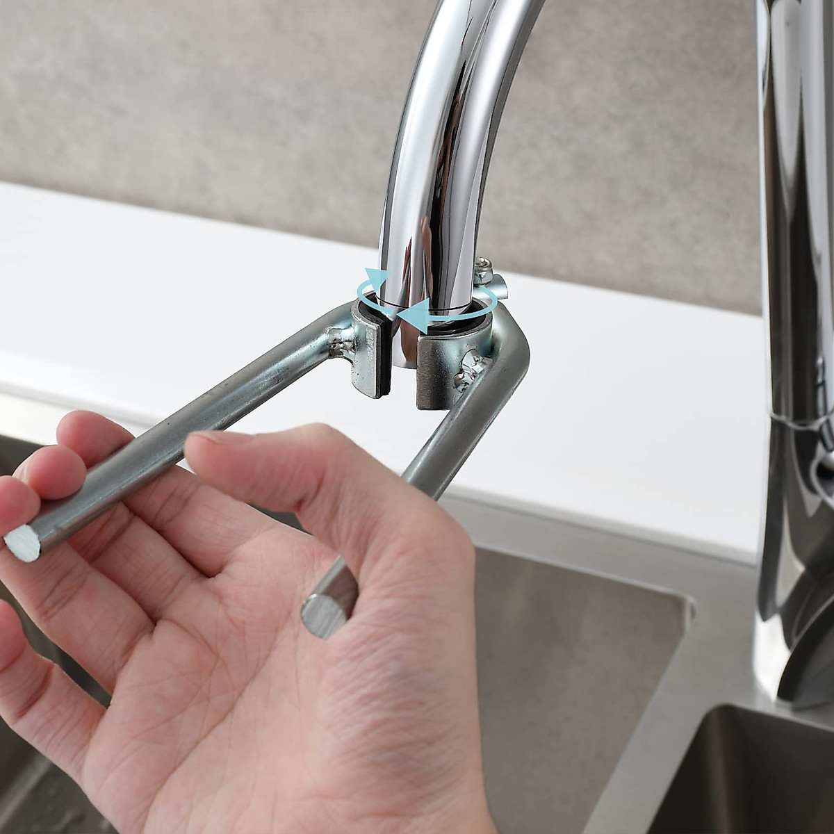 Tecmolog Faucet Aerator Key and Removal Tool Carbon Steel Cache Aerator Wrench for 21mm-28mm Faucet Aerator, Brushed Nickel, SBA031