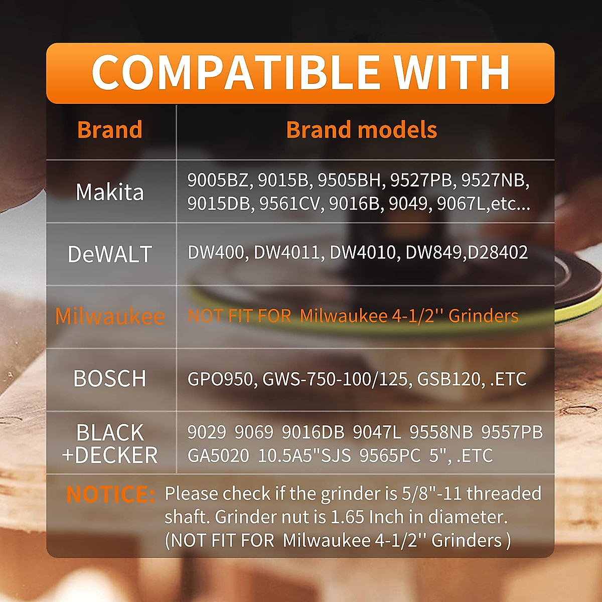 Pomsare Angle Grinder Wrench, Locknut Grinder Spanner Wrench Flange Nut and Extension Shaft, 8PCS Attachments Kit for 5/8-11 Grinder Power Tools Parts