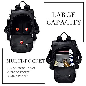 CHARMORE Stylish Women's Anti-Theft Backpack - Waterproof Nylon Rucksack Casual Daypack for Travel