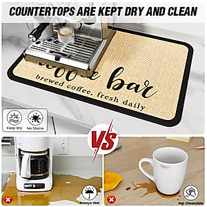 DK177 Coffee Mat Coffee Bar Mat Hide Stain Absorbent Drying Mat with Waterproof Rubber Backing Fit Under Coffee Maker Coffee Machine Coffee Pot Espresso Machine Coffee Bar Accessories-19"x12"