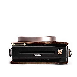 HelloHelio Protective Case for Fujifilm instax Square SQ6 Instant Camera, Blush Gold - Premium Vegan Leather Case with Detachable Strap, Vintage Browm