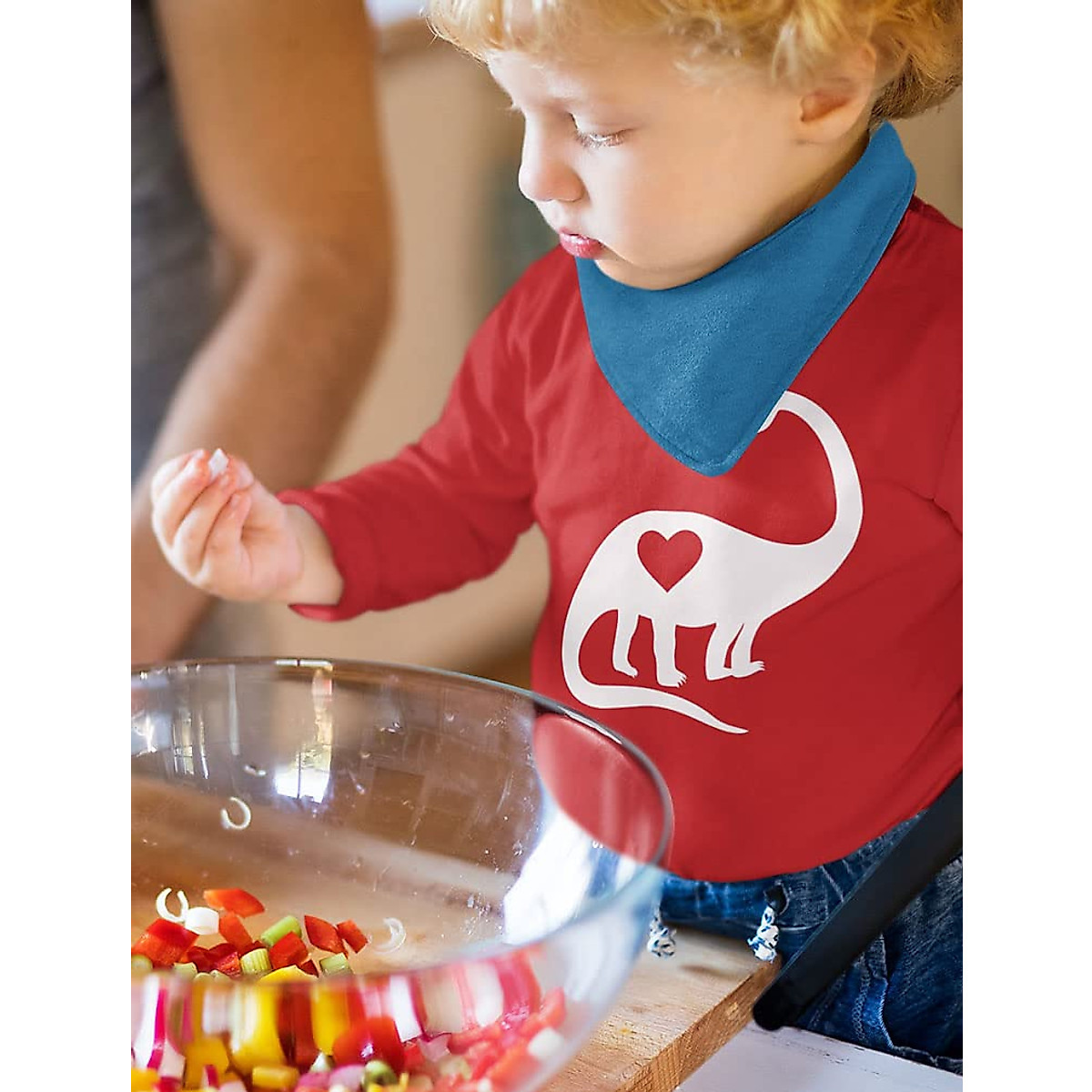 Tstars Dinosaur Heart Boys Valentines Day Shirt Toddler Kids Long Sleeve Shirts 3T Red