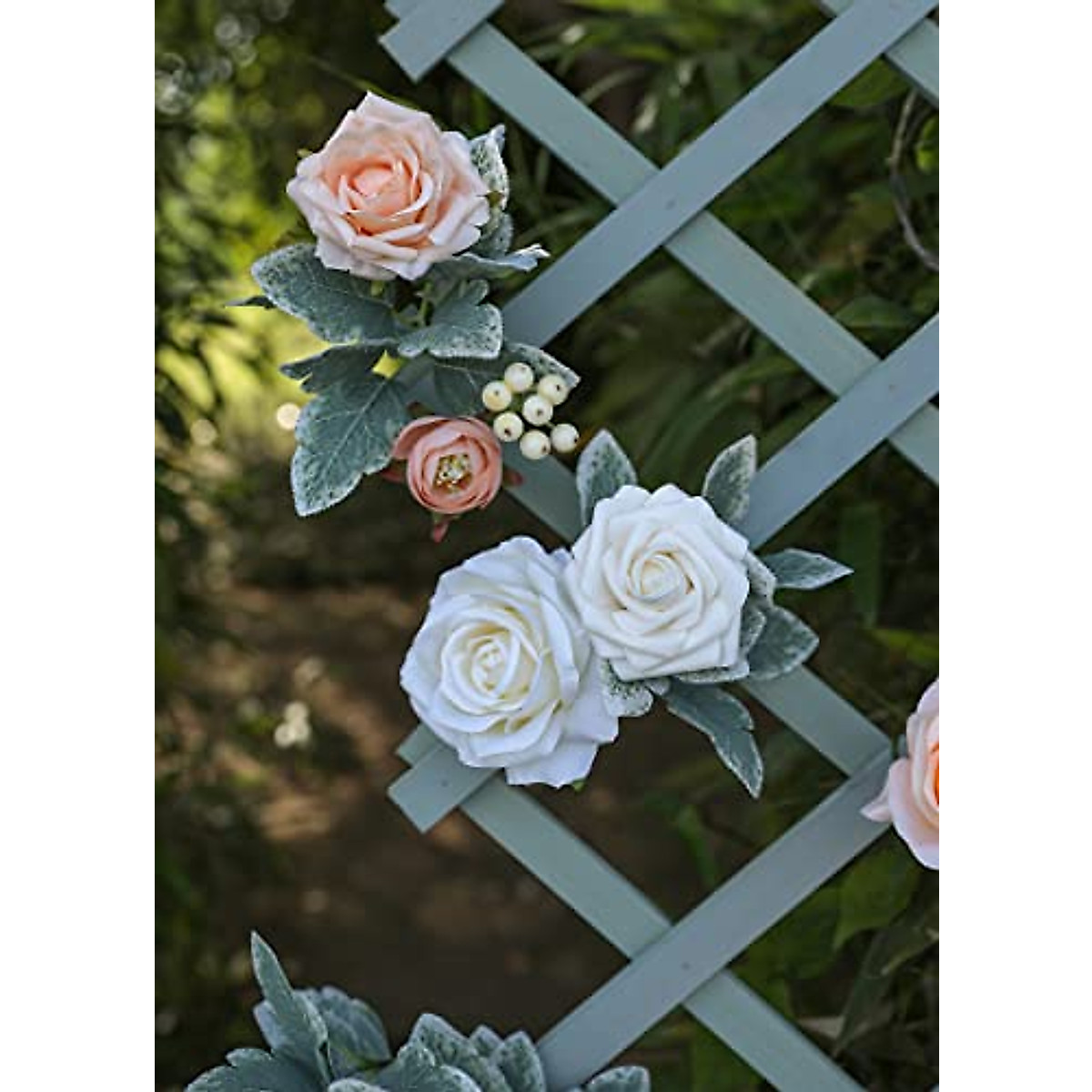 HIMIFOLO Artificial Wedding Flowers Combo Box Set for DIY Centerpieces Arrangements Bridal Bouquet Table Chair Decor Candle Holder Baby Shower Cake Decor Flower Strips Home Decorations (Champagne)