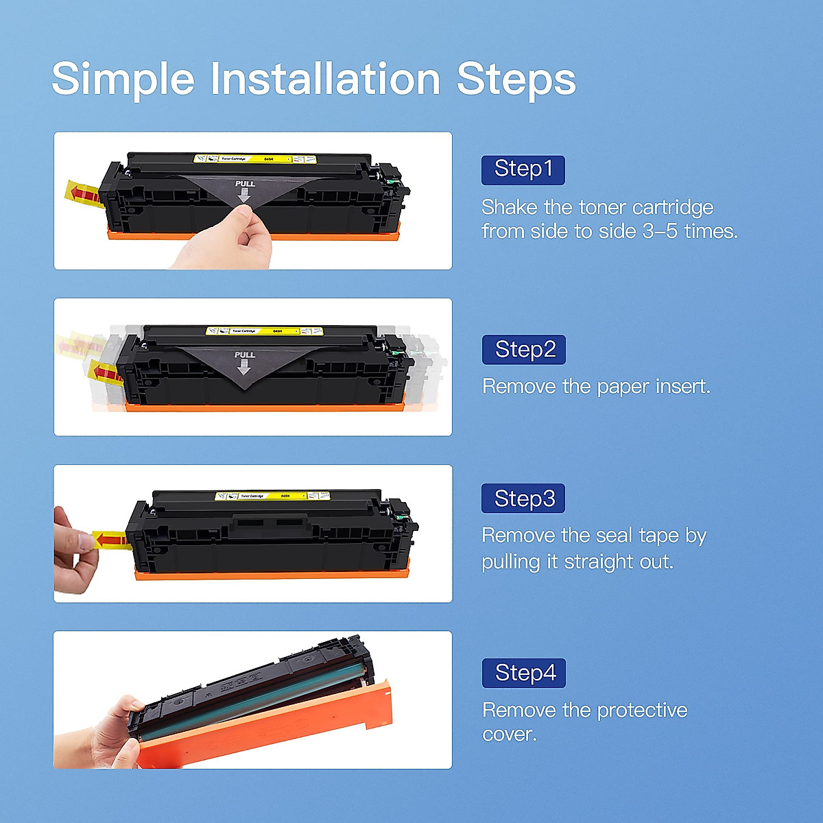 GPC Image Compatible Toner Cartridge Replacement for Canon 045 Toner Cartridges 045h CRG-045H for Color ImageCLASS MF634Cdw MF632Cdw LBP612Cdw LBP613Cdw MF632 MF634 Series Printer Tray(4-Pack)