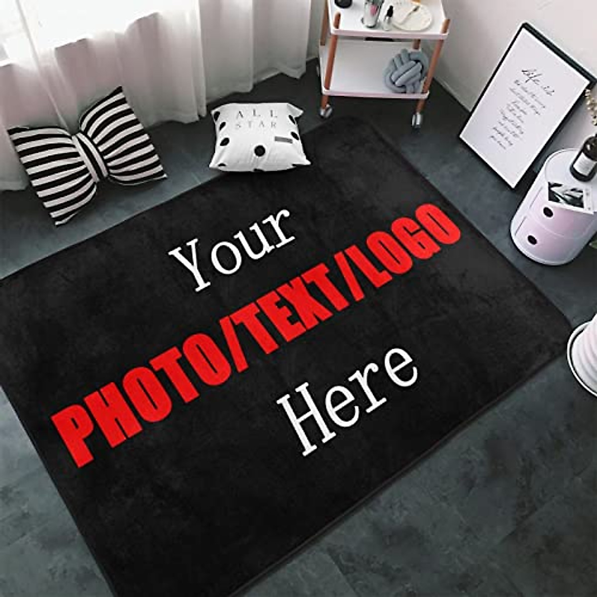 Custom Rug Add Your Photo Text Logo,Personalized Non-Slip Washable Carpet for Home Decoration Bedroom Kitchen Living Room Office,60''x39''