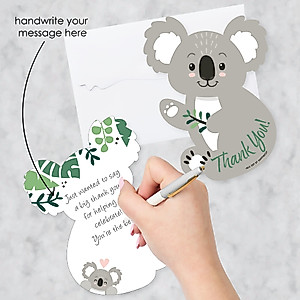 Big Dot of Happiness Koala Cutie - Shaped Thank You Cards - Bear Birthday Party and Baby Shower Thank You Note Cards with Envelopes - Set of 12
