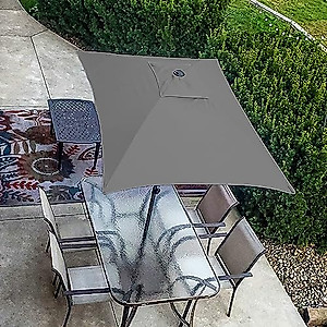 AMMSUN 6.5 x 4.5ft Rectangular Patio Umbrella Outdoor Table Umbrella Steel Pole and Fiberglass Ribs, Grey