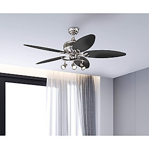 Westinghouse 7223100 Xavier II Indoor Ceiling Fan with Light, 52 Inch, Brushed Nickel