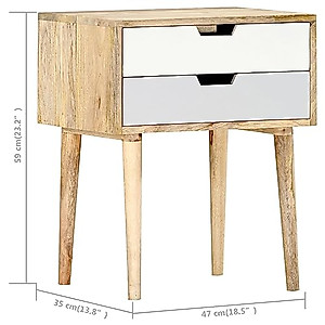 Side Table with Drawers, Furniture Small Space, Modern nightstand end Table, Bedside Cabinet 18.5"x13.8"x23.2" Solid Mango Wood Suitable for Living Room, Bedroom Bedside.