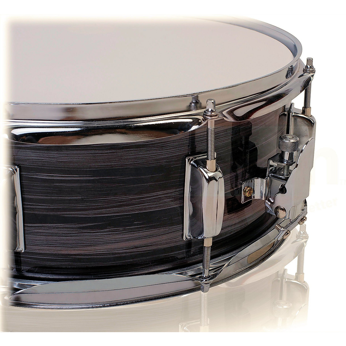 Deluxe Snare Drum by GRIFFIN | 14" x 5.5" Poplar Wood Shell with Zebra PVC Glossy Finish | Percussion Musical Instrument with Drummers Key for Students & Professionals | 8 Tuning Lugs & Snare Strainer
