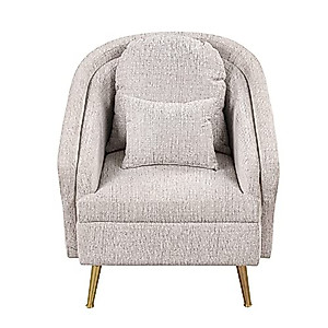 Goohome Mid Century Modern Accent Chair Single Sofa Comfy Upholstered Armchair Living Room Furniture, ReadingChair with Lumbar Pillow and Metal Legs for Bedroom, Lounge