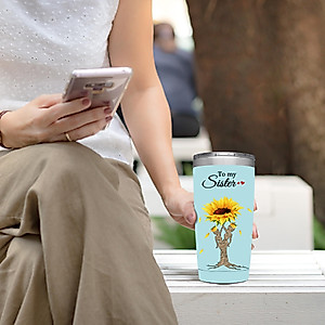 TkinTall Sister Birthday Gifts, Big Sister Gifts for Girls, Happy Birthday Gifts for Sister from Sister Tumbler 20oz, Sisters Birthday Graduation Gifts Ideas for Women, Best Sister Ever Gifts Cup