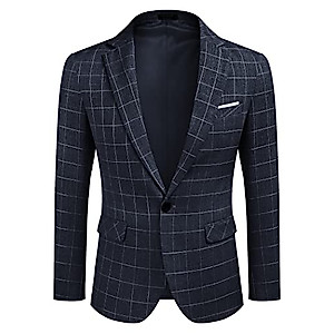 COOFANDY Mens Plaid Sport Coat One Button Regular Fit Blazer Premium Suit Jacket