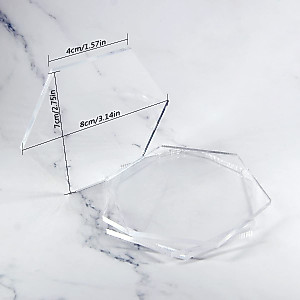 ATOMZING 50 Pcs Clear Hexagon Acrylic Place Cards for Wedding, Blank Acrylic Name Cards for Table Setting, Acrylic Hexagon Tiles Plates,Wedding Seating Cards, Escort Cards 3mm Extra Thick