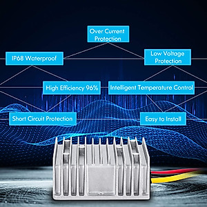 SUPERNIGHT Voltage Reducer DC 48V to 12V 30A 360W Step Down Converter, IP68 Waterproof Voltage Regulator, Voltage Reducer 48V to 12V Golf Cart Club Car forklifts (DC48V to 12V 30A)