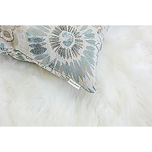 Mika Home Pack of 2 Throw Pillow Covers Decorative Pillow Cases for Sofa Couch Bed,Sunflower Pattern,22x22 Inches,Blue Cream