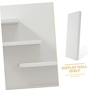 HOMOCONO Wall Bracket Kitchen Storage Shelf Toiletries Floating Rack Entrance Key Bowl Office Shelves Norse Decor Wall Mounted Bookshelf Wall Mount Shelf Office Hanging Shelves White Wood