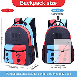 HSELOGI Game Backpack for Boys, Large Capacity Gaming Laptop Backpack, Video Game Daypack SchoolBag Gift for Game Lovers